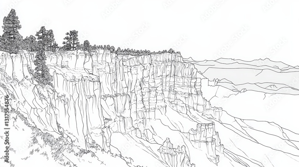 Bryce Canyon Line Art Coloring Page - A detailed line art coloring page ...