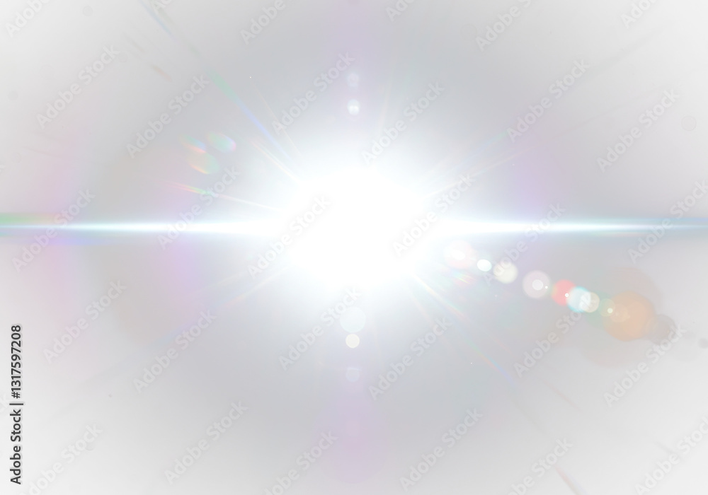 Intense lens flare effect with white light source at the centre ...