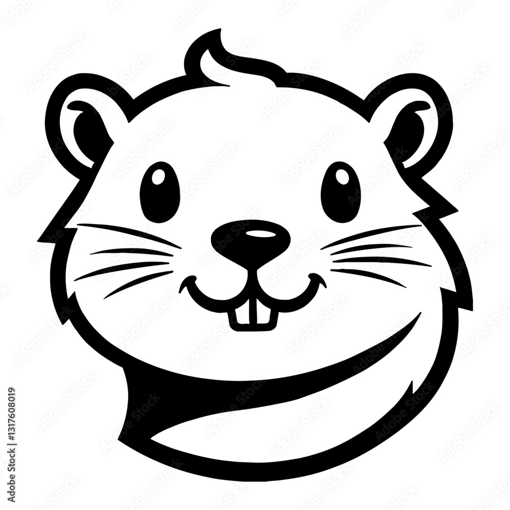 Cute Chibi Kawaii Capybara Head Logo Black and White Outline Line Art ...