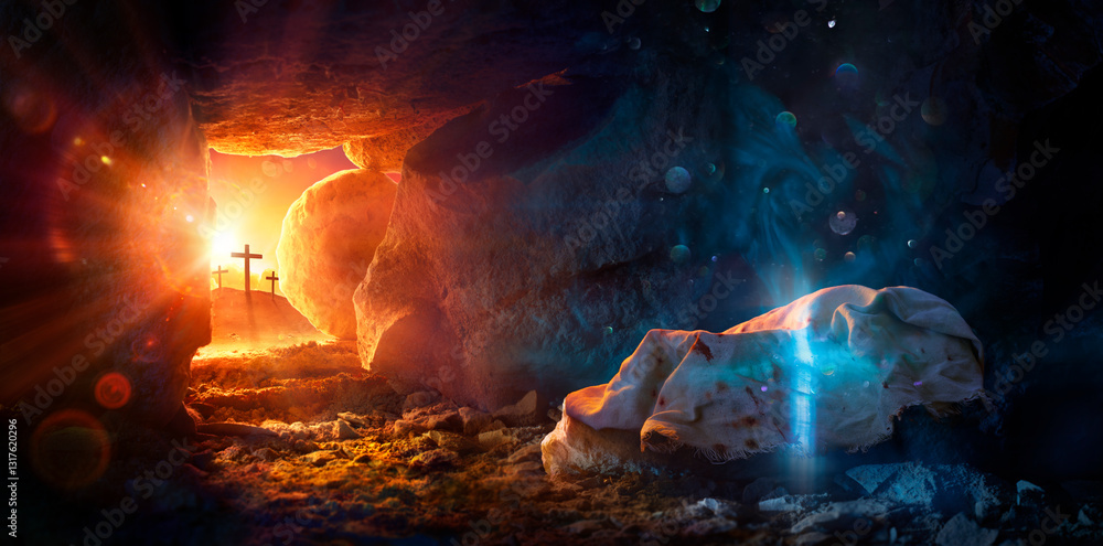 Resurrection - Empty Tomb With Body Of Jesus Dissolves In Holy Spirit ...