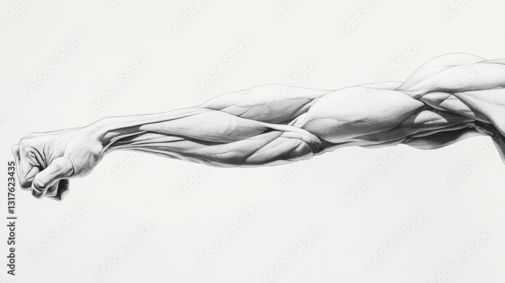 Minimalist representation of arm muscles, showing clean, geometric ...