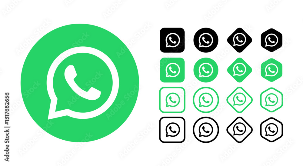 Vector de Stock whatsapp logo icons set. whatsapp logo transparent png ...