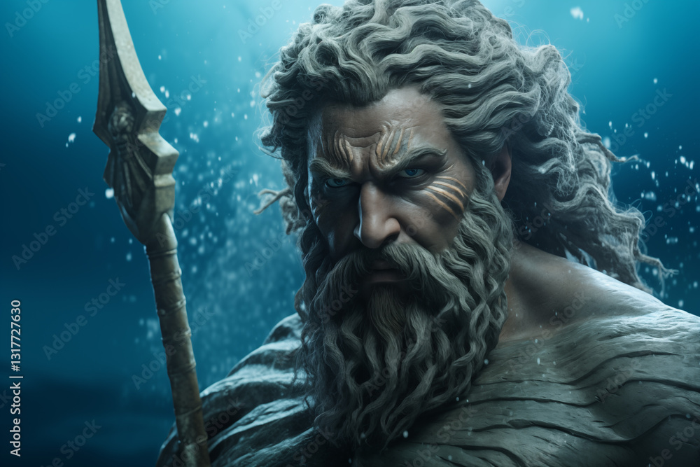 Poseidon, Greek God of the Sea and Storms, Ruler of the Oceans with His ...