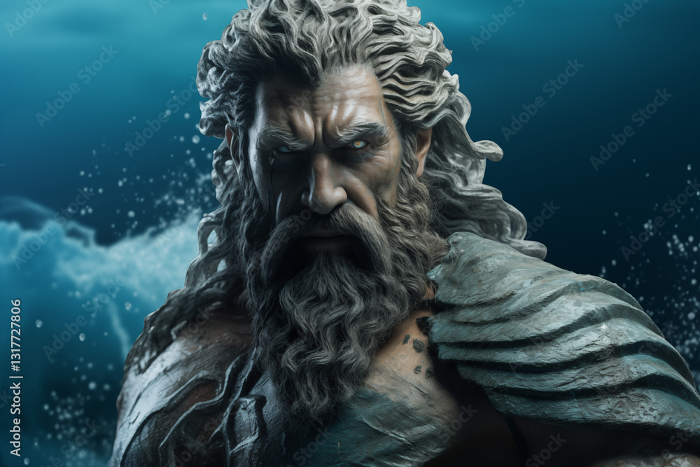 Poseidon, Greek God of the Sea and Storms, Ruler of the Oceans with His ...