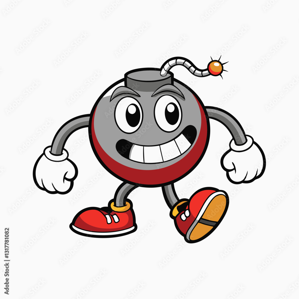 Hand drawn grenade cartoon illustration. walking Bomb cartoon mascot ...