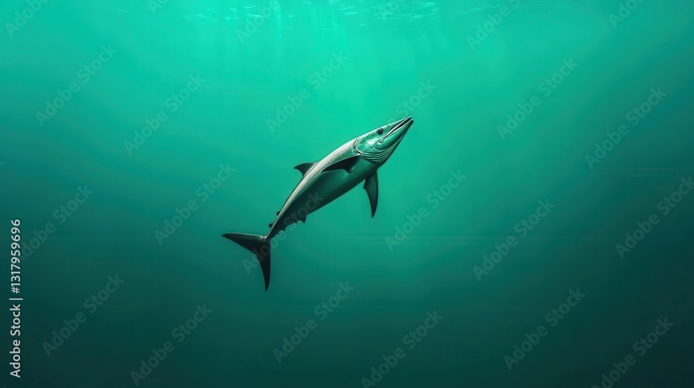Marlin swimming quickly with its long bill leading the way, realistic ...
