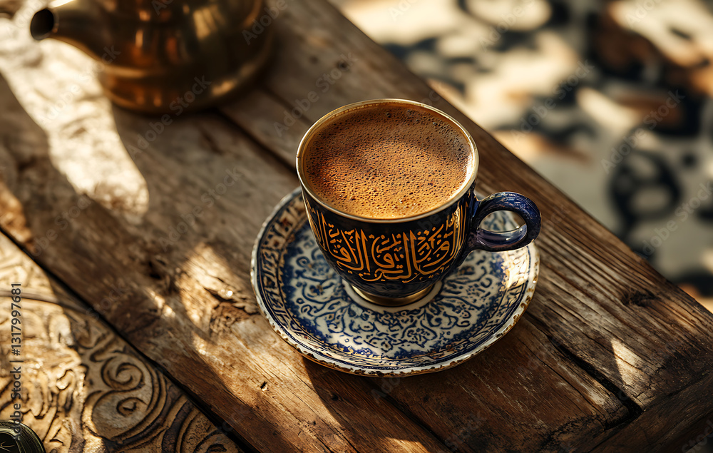 Traditional Middle Eastern coffee during Ramadan suhoor meal, Ramadan ...