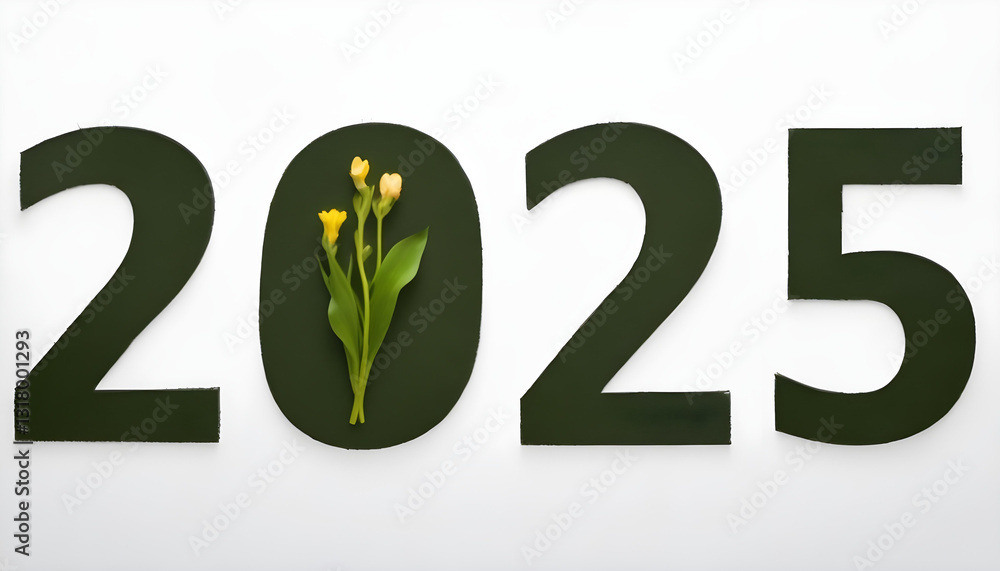 minimalist 2025 typography with floral accent. modern 2025 design with ...