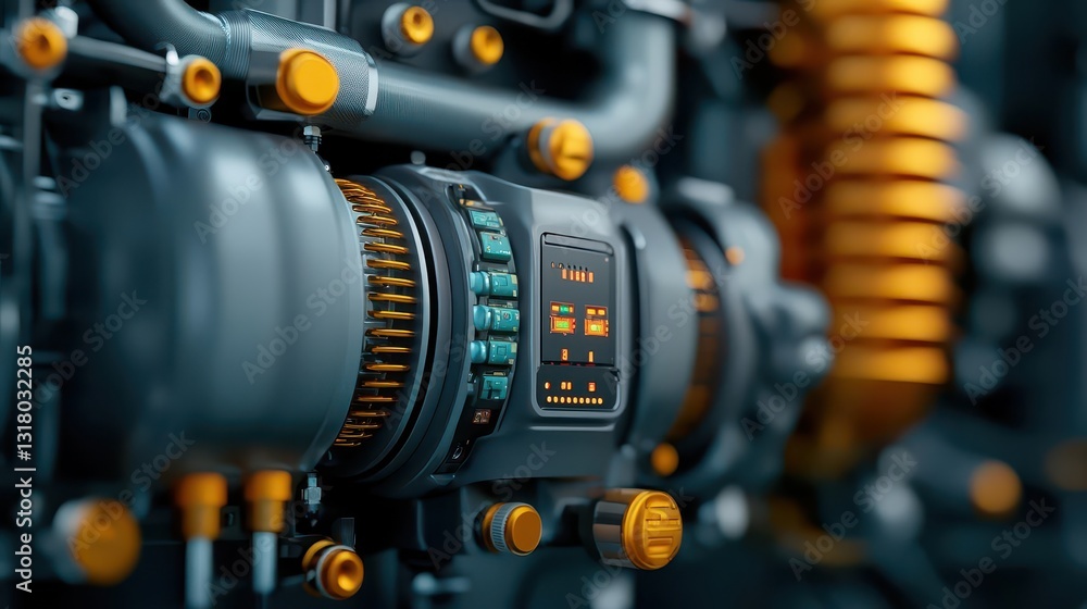 Illustration Stock Detailed schematic of an engine s electronic control ...