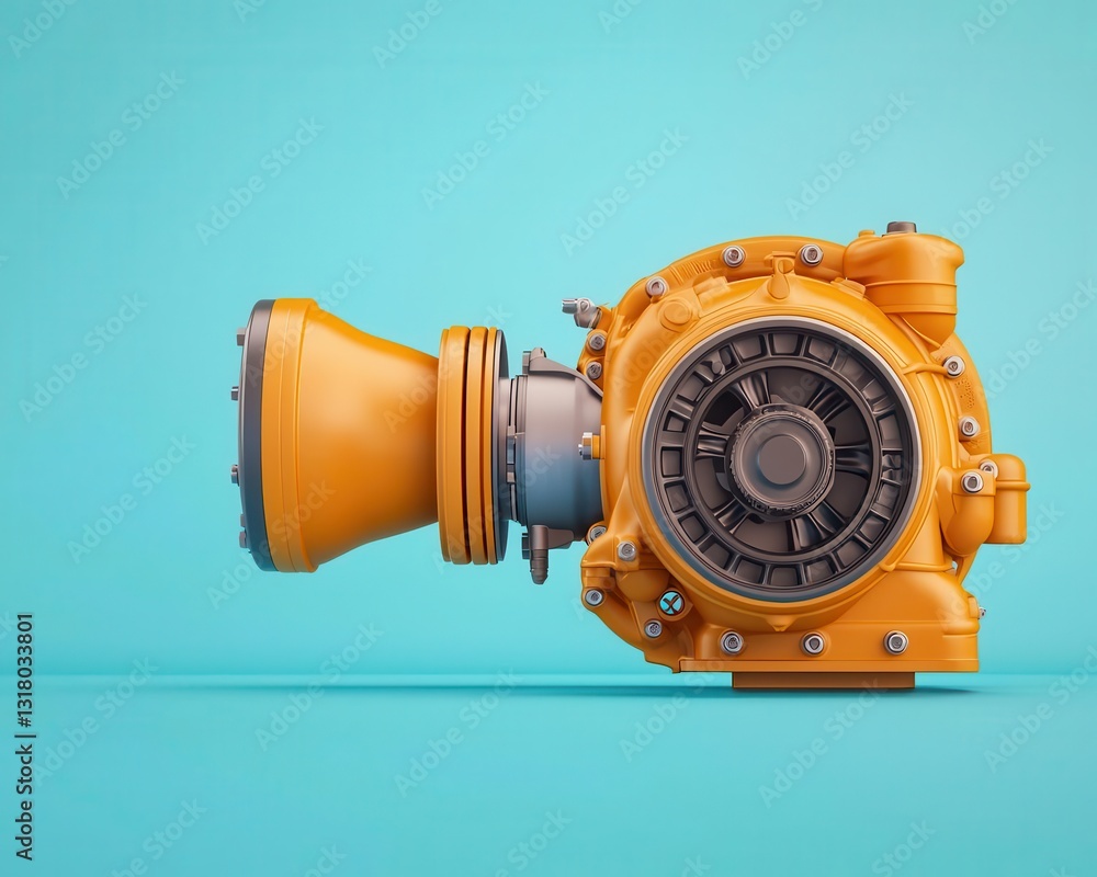 Exploded technical diagram of an engines turbocharger system, showing ...