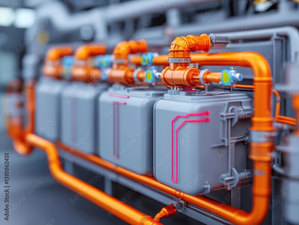 Ilustración de Stock Detailed schematic of a hybrid engine s onboard ...