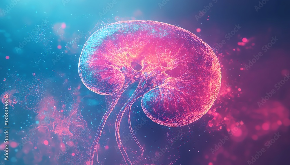 Minimalist kidney illustration, nephron with clear structure, soft ...