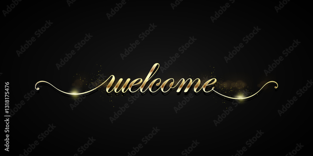 WElCOME gold letters banner, can use for, landing page, template, ui ...