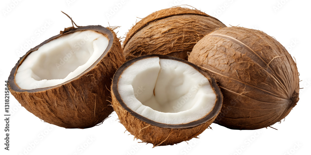Fresh 4 Coconut Pieces PNG with Transparent Background – High ...