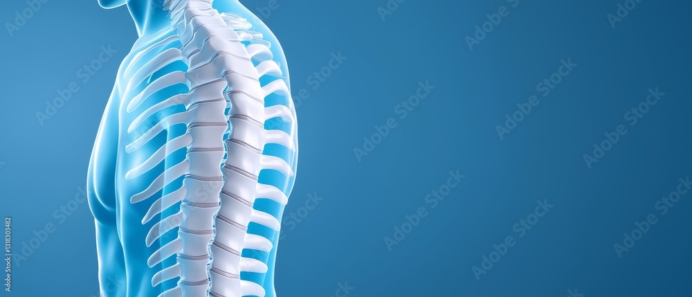 Human Spine Anatomy Illustration Showing Vertebral Column Thoracic Cage ...