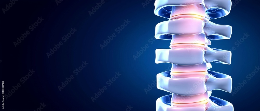 Lumbar Spine Structure and Anatomy Illustration with Vertebrae Discs on ...
