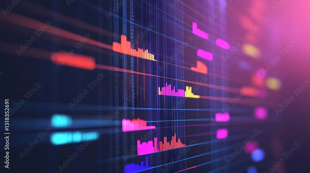 Glowing 3D Gantt Chart for Visualizing Project Planning and Progress ...
