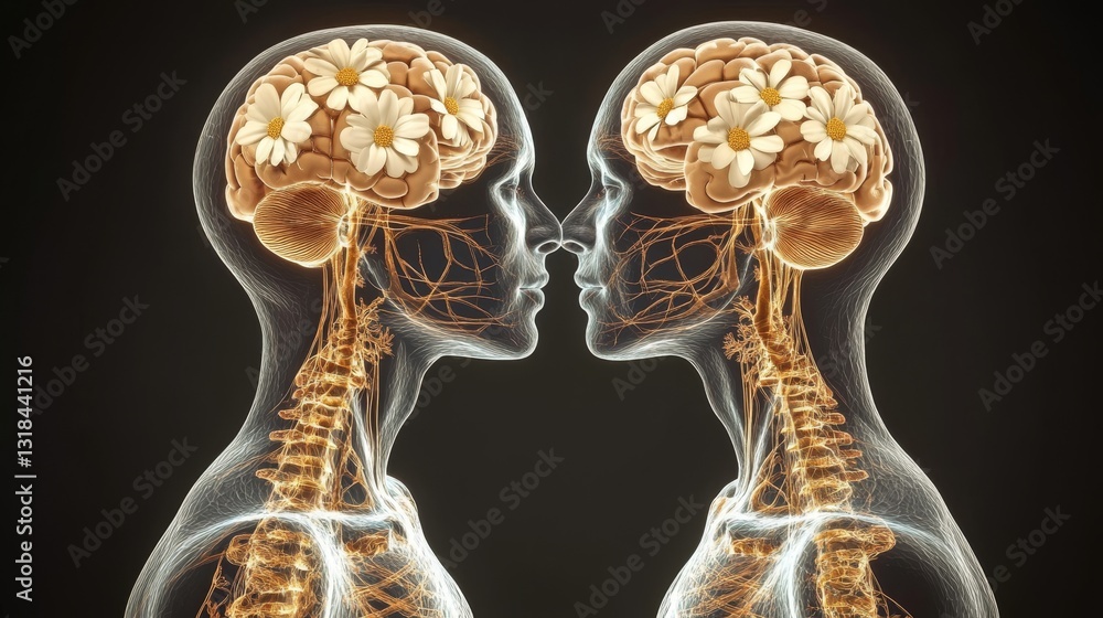 An intricate depiction of the female reproductive system, with clearly ...