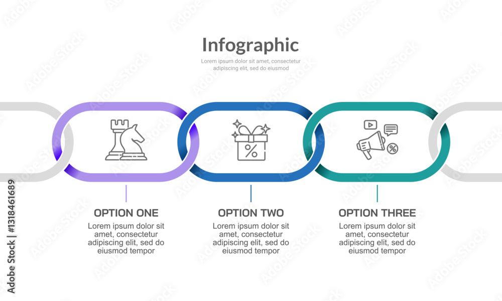 Infographic Chain 3 Options for Business Marketing. Presentation ...