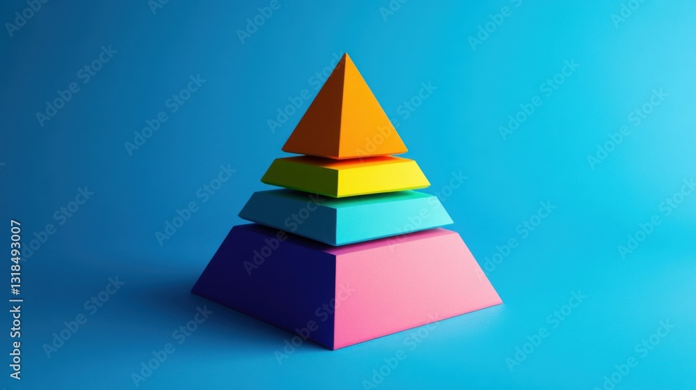 A pyramid diagram of Maslow Hierarchy of Needs with vibrant colors ...