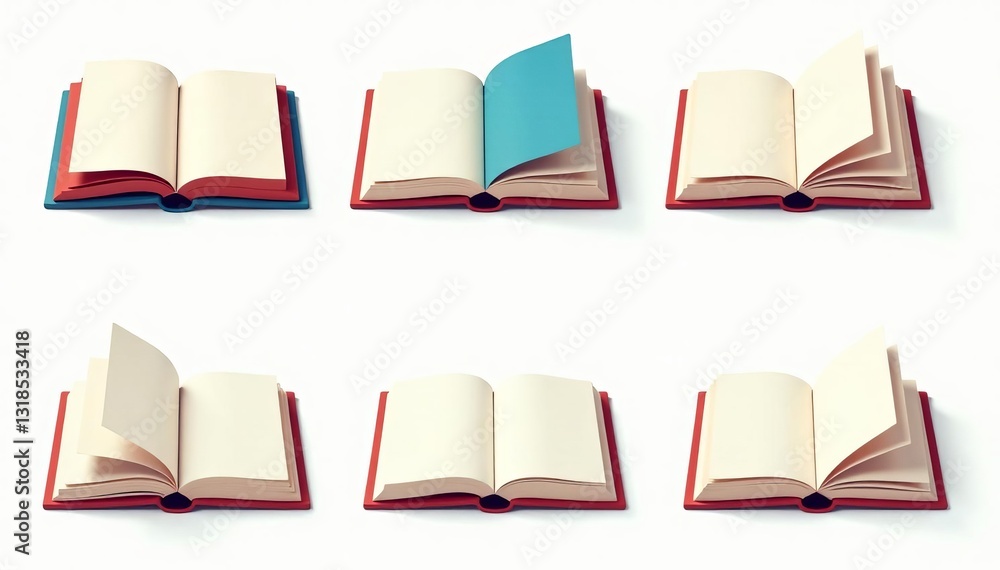 Collection of open book icons in various designs and colors for ...