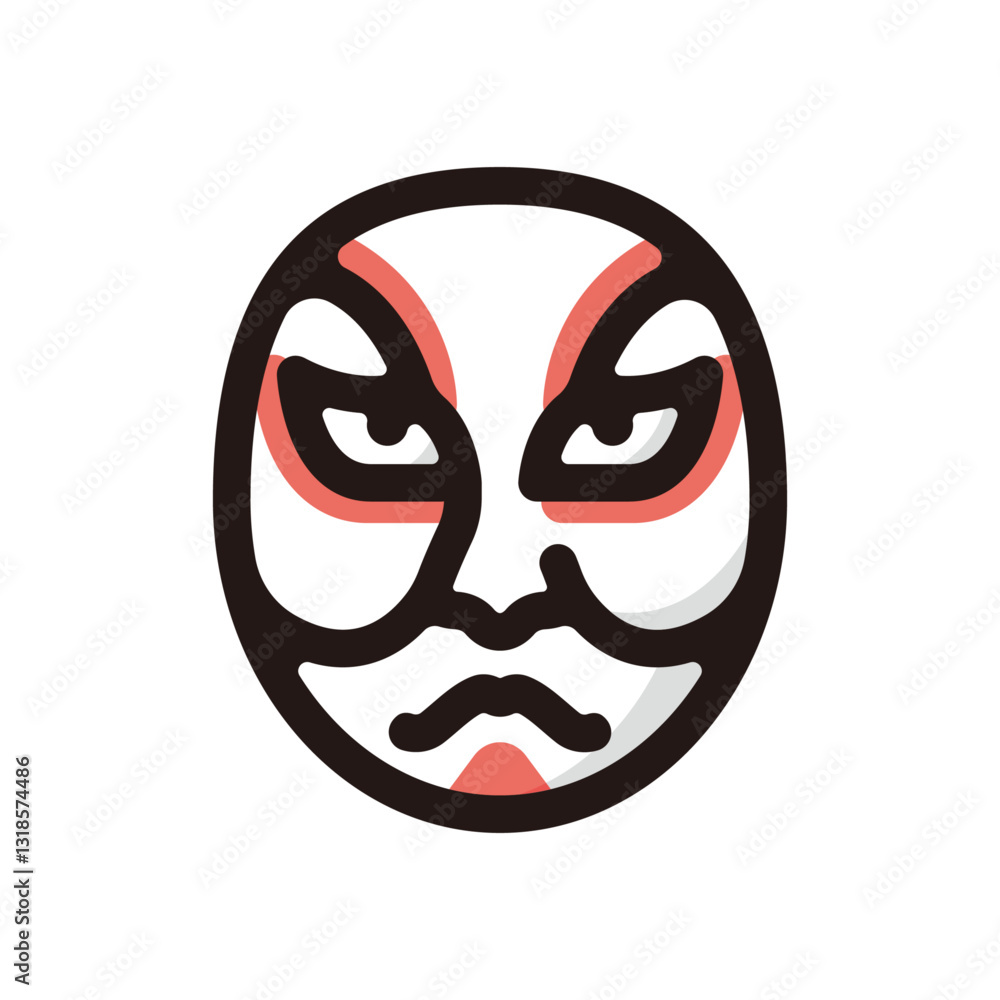 Kabuki illustration icon.Simple vector outline, clipart for graphic ...