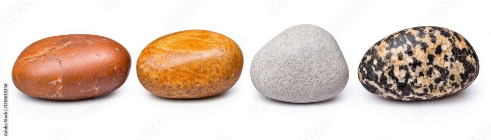 Four different types of smooth rocks, in a clipart style, isolated on a ...