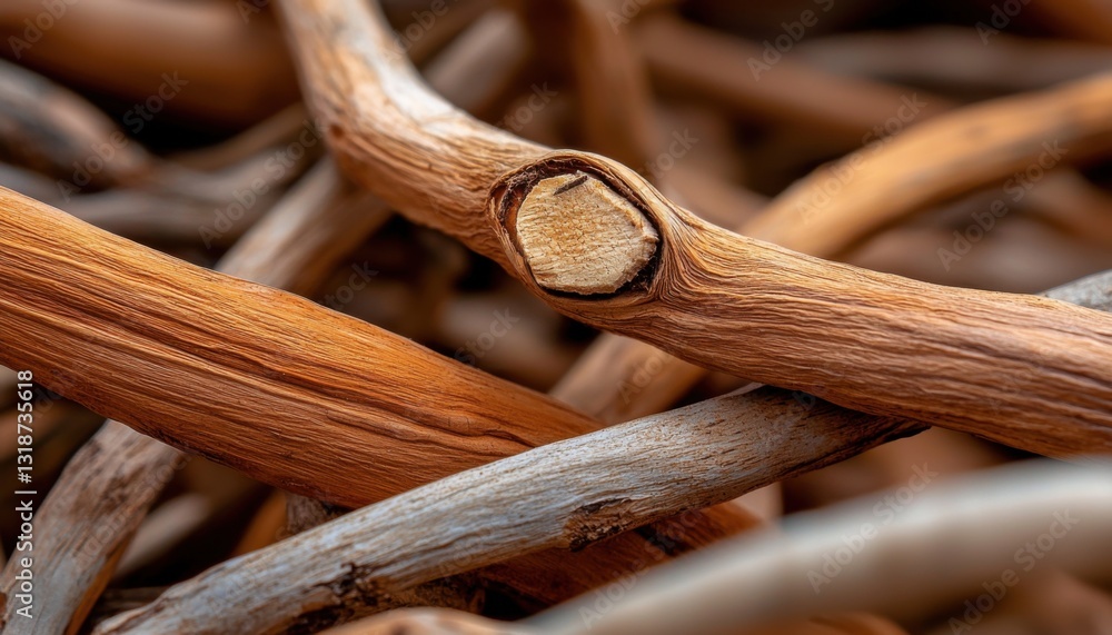 Explore the intricate details of dried roots through a detailed macro ...