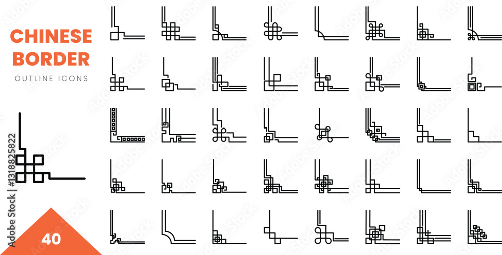 chinese border outline icon collection. Vector illustration Stock ...