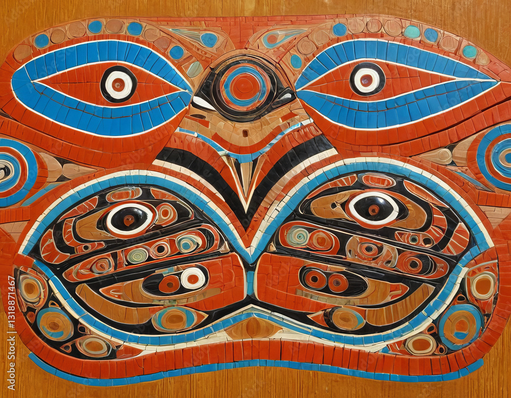 Generative AI Native American Owl Mosaic Wood Art owl mosaic wood art ...