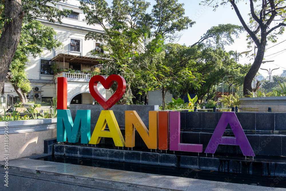 Manila, Philippines - February 1, 2025: “I Love Manila” ground sign is ...