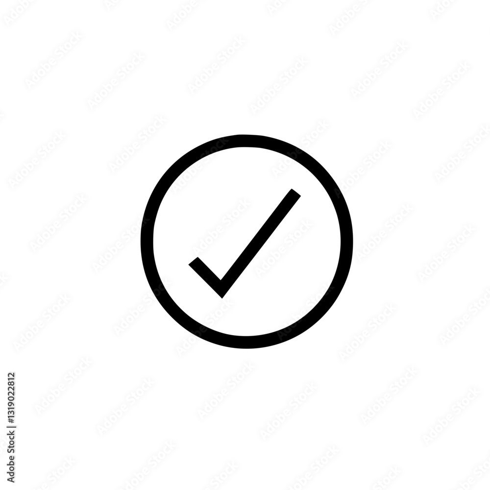 check mark symbol inside a circular frame indicating completion ...