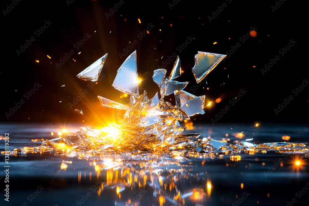 Courage symbolized by sharp-edged shards of light piercing through ...