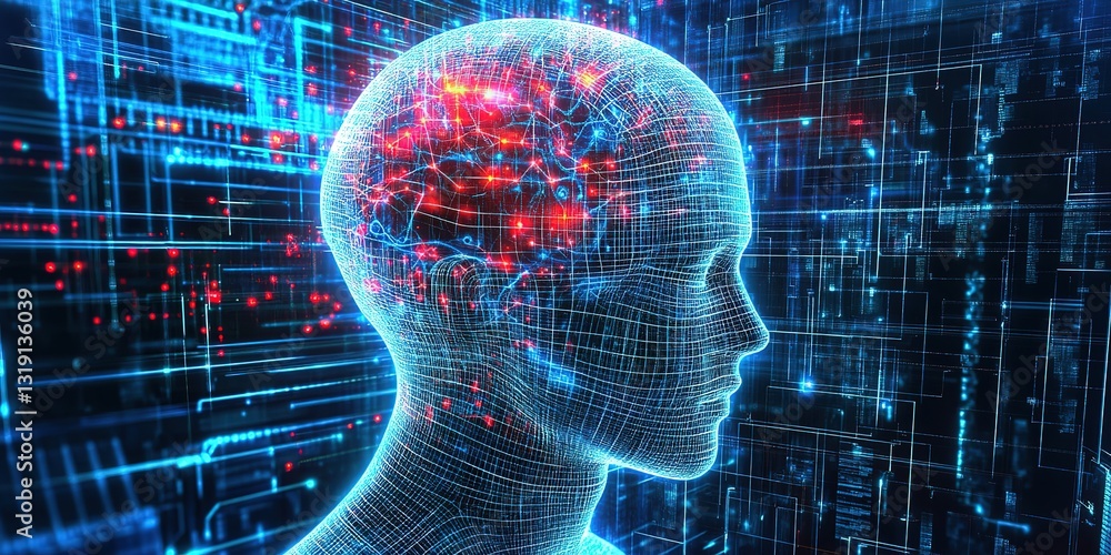 human brain on technology background, Digital background for Neural ...