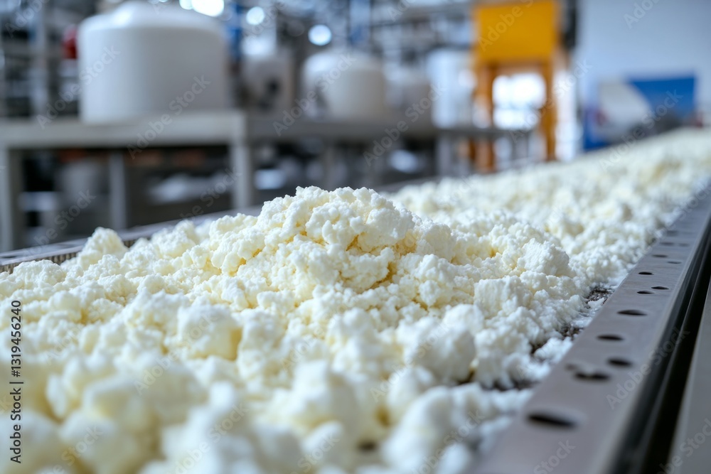Cottage cheese production process in modern food processing plant ...