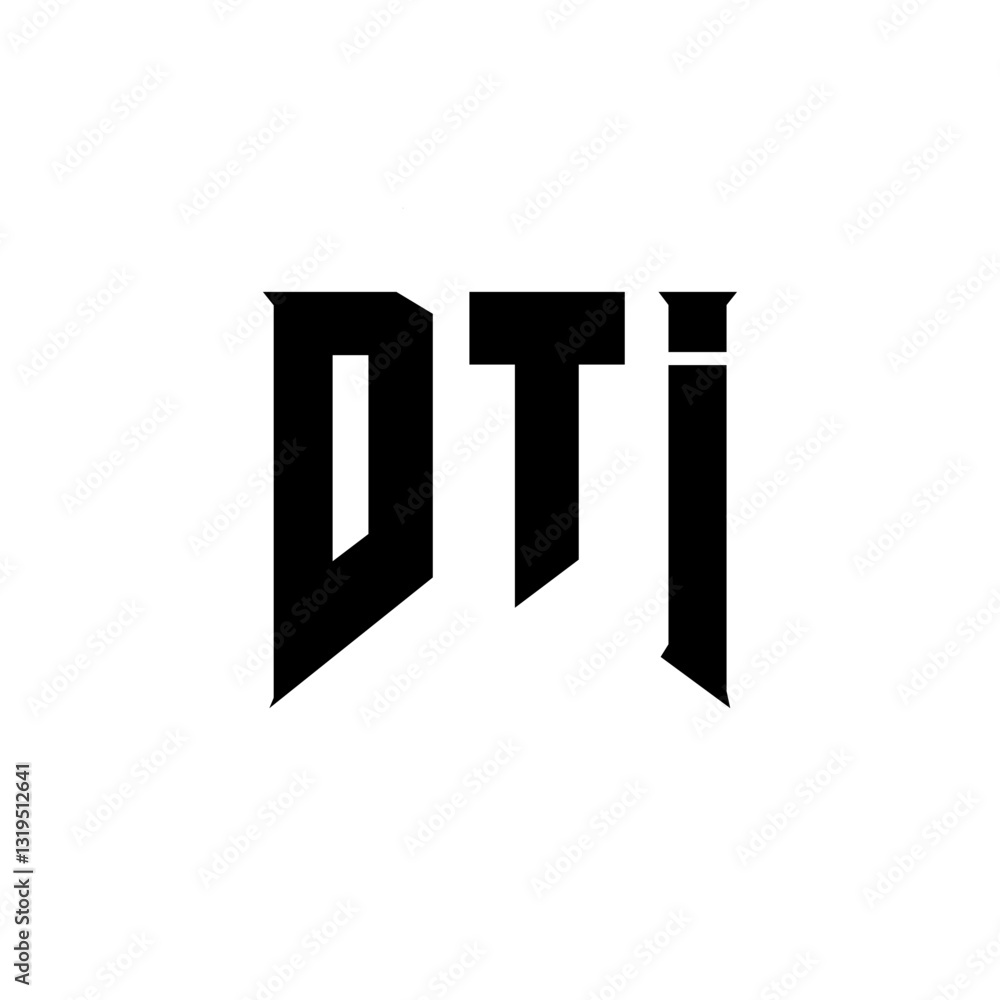 Vector de Stock DTI letter logo design for technology company. DTI logo design black and white ...