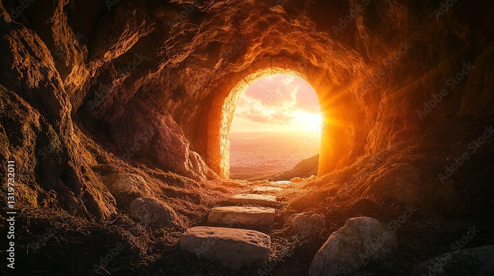 Empty Tomb at Dawn: A Symbolic Easter Resurrection Scene. Perfect for ...