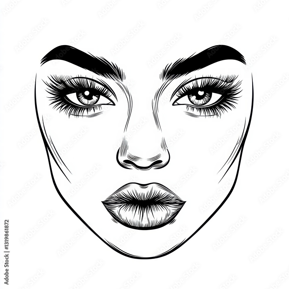 Fashion Face Chart: An elegant fashion face chart showcases the ...
