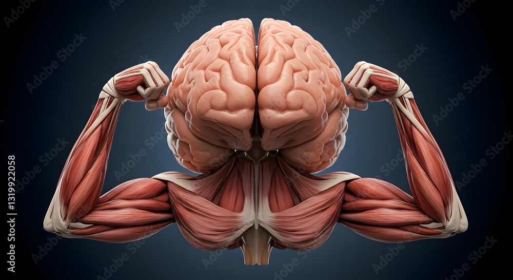 Powerful Mind: A 3D anatomical illustration of a human brain with ...