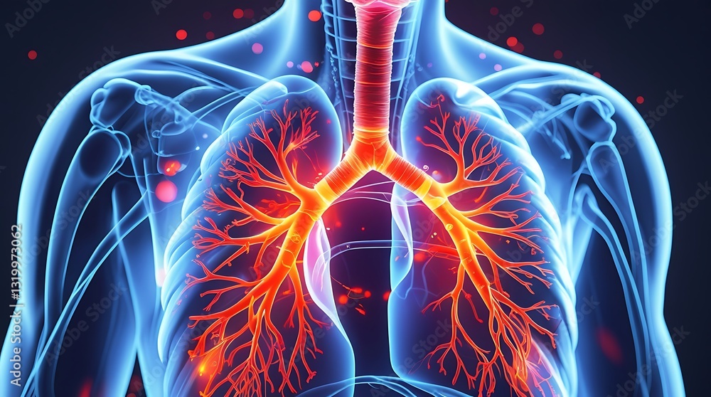 Anatomical visualization of healthy lungs and bronchial tree within ...