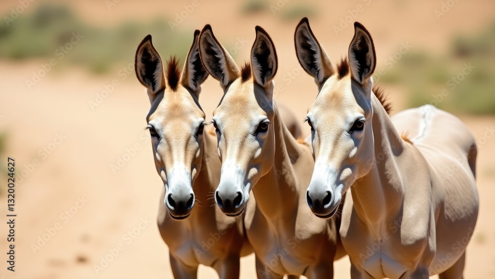 Herd of Onagers. Captive-born animals that are extremely rare because ...