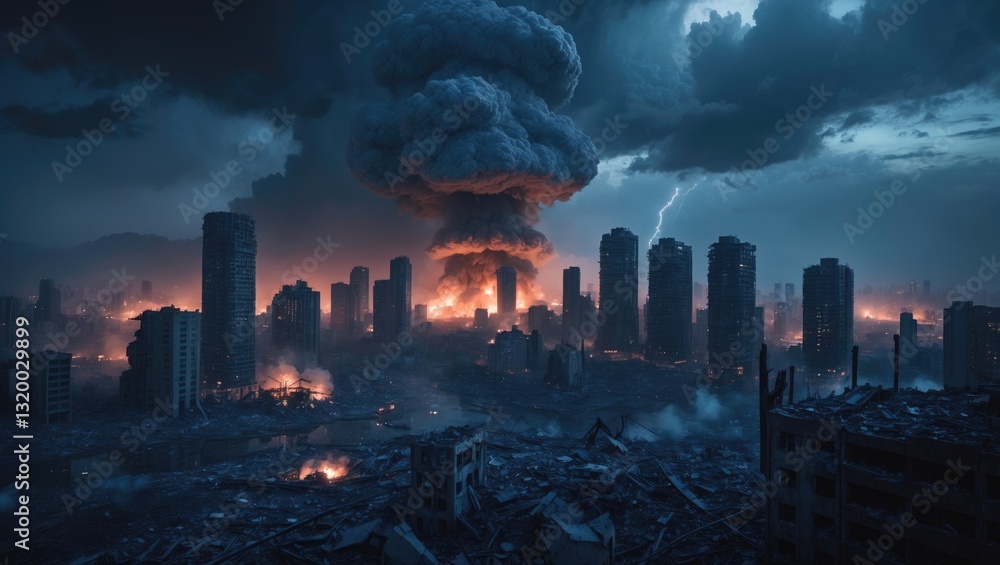 Imagine a nuclear conflict. The impact of a nuclear bomb explosion ...