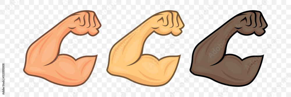 Strong Arm Flexing Bicep Muscle Icon Set. Bold Fitness Gym Logo With ...