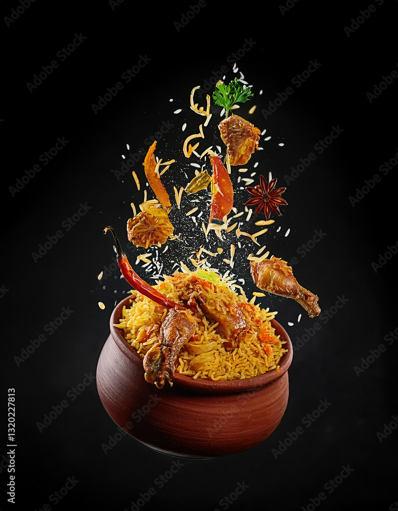Stock-Illustration „indian chicken biryani, Spicy chicken biryani food ...