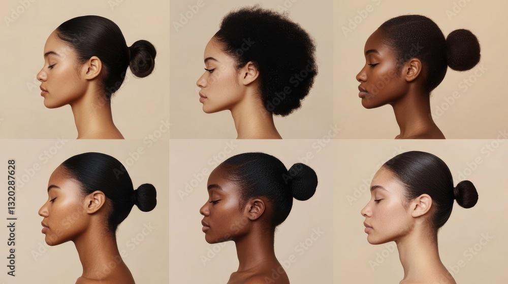 clean beauty campaign multiple cropped portraits diverse young women ...