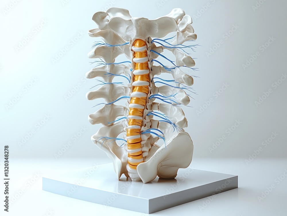 Detailed Anatomical Model of Human Spine with Herniated Disc and Nerve ...