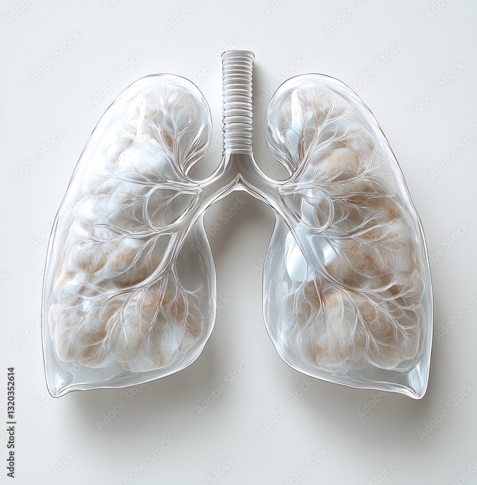 Hyper-realistic Digital Illustration of Human Lungs Anatomy with ...