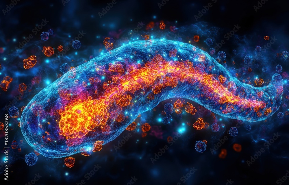 Detailed Medical Illustration of Pancreas Gland Cross-Section with ...
