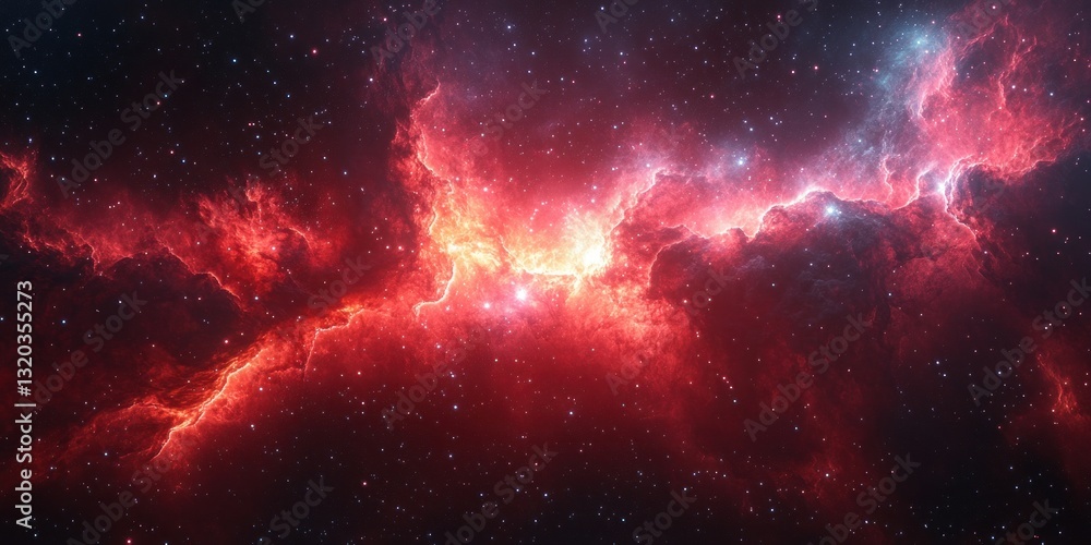 Deep Space Red Nebula with Stars Cinematic Wide Angle Equirectangular ...