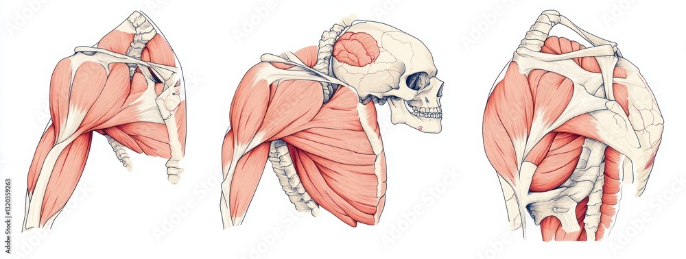 Shoulder Anatomy and Rotator Cuff Muscles Labeled Illustration Stock Illustration | Adobe Stock
